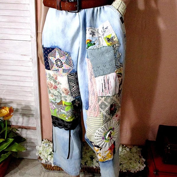 Patchwork Jeans for Women - Etsy