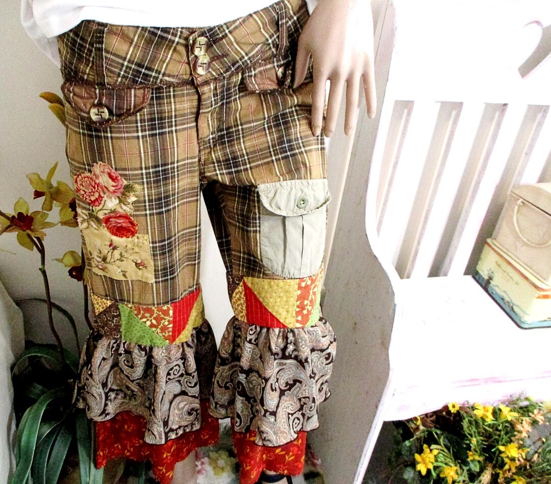 Upcycled Ruffled Pantaloons, Bloomers, Skirt/pants, Prairie Mori Lace ...