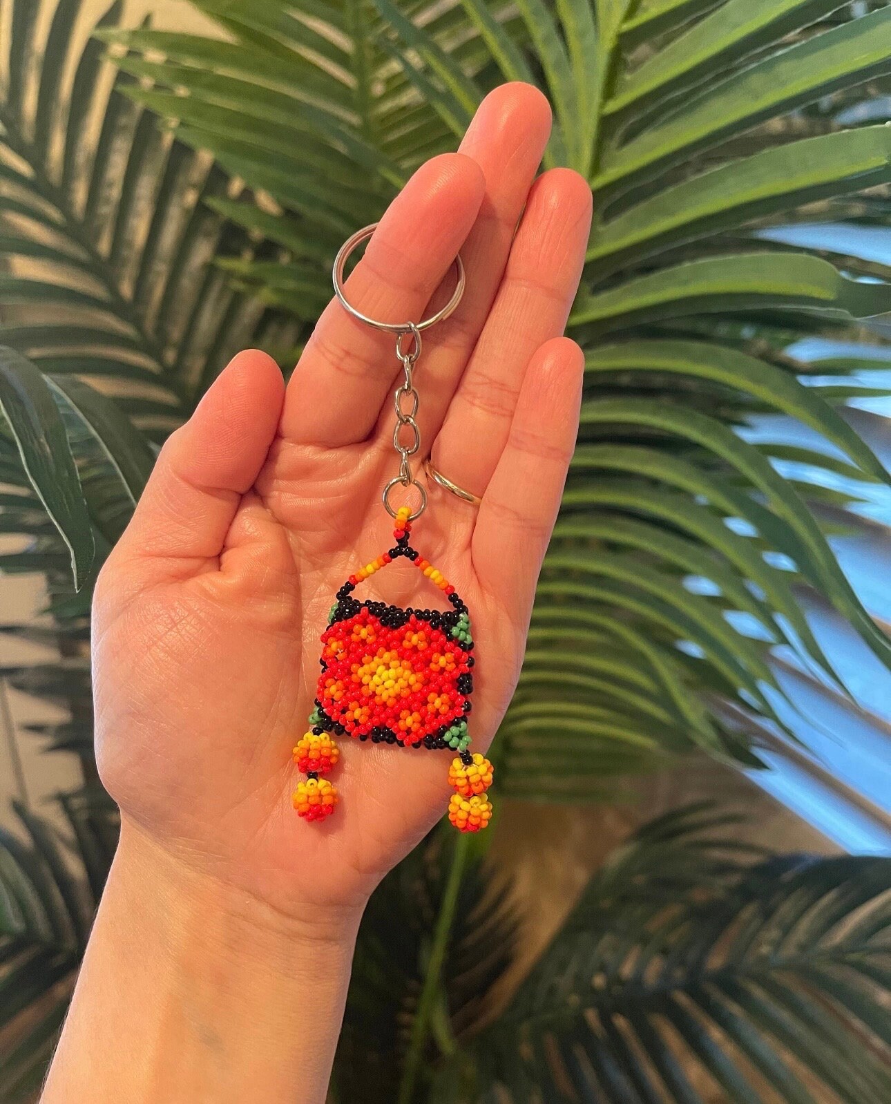 Huichol Keychain, Handmade Keychain, Huichol Mini Purse Keychain, Purse ...