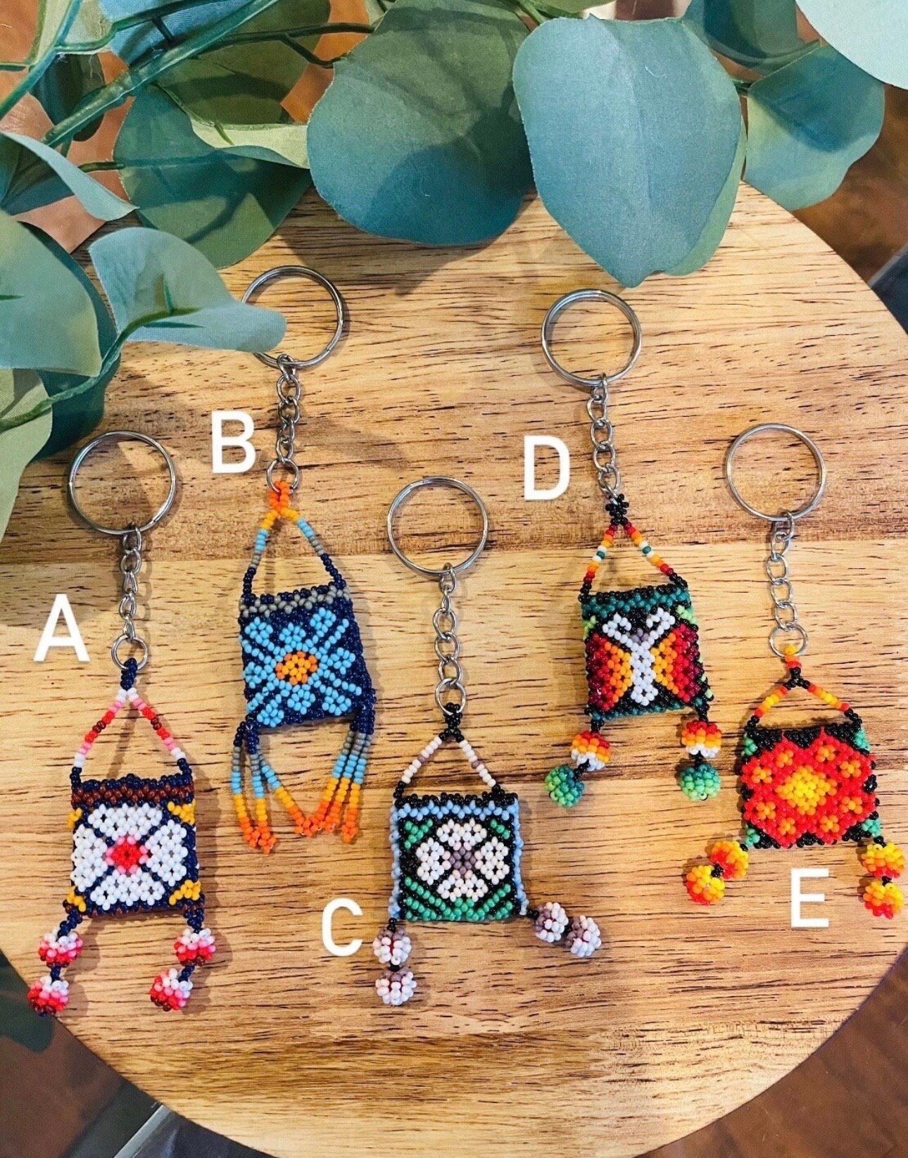 Huichol Keychain, Handmade Keychain, Huichol Mini Purse Keychain, Purse ...