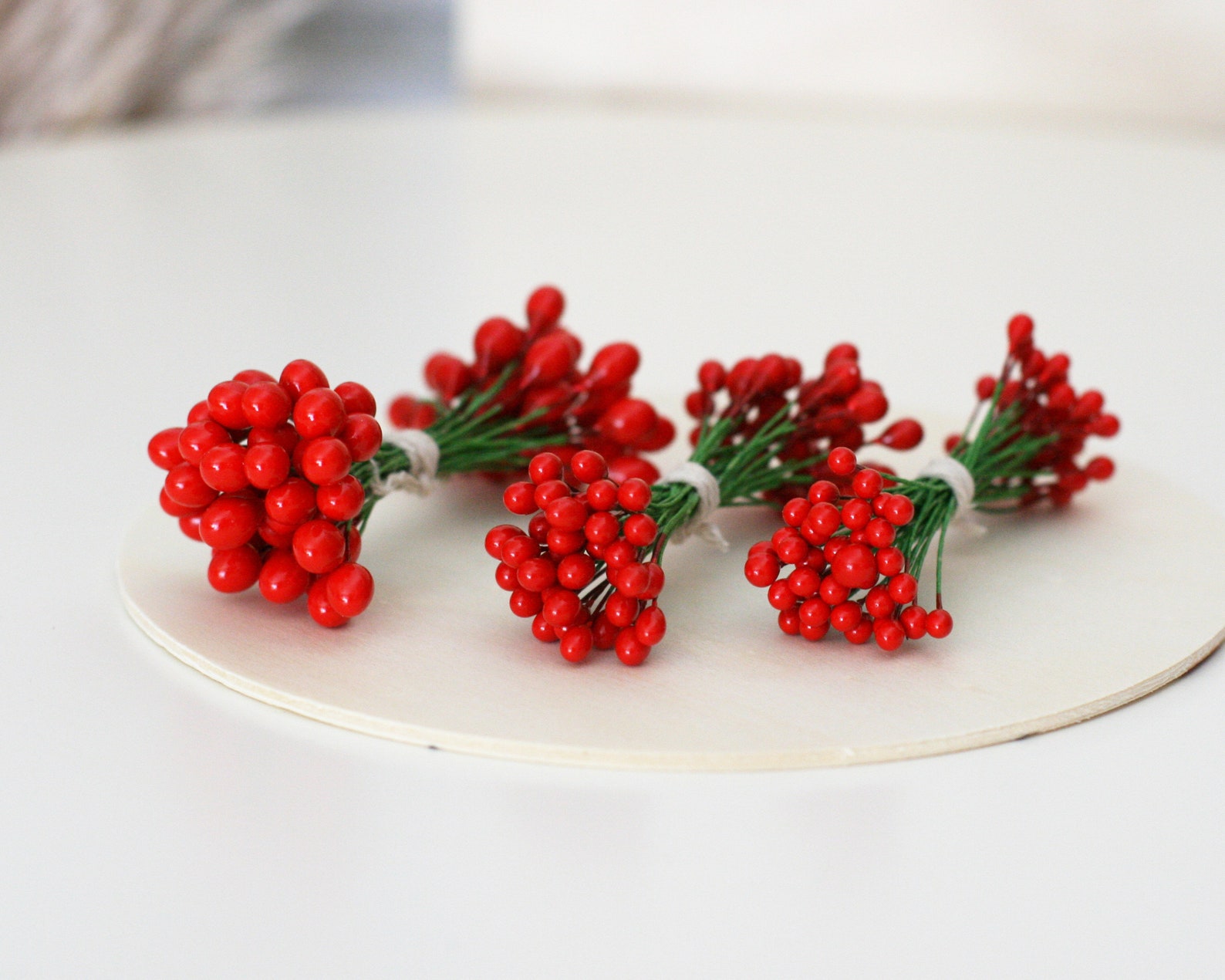 36 Mini Double Ended Stems of Red Holly Berries Stamen Pips/3 | Etsy