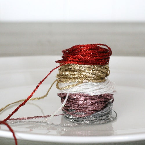 Glitter TWINE Tinsel Metallic String Ribbon GOLD - Etsy