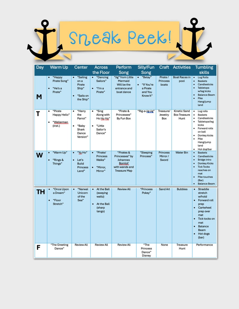 Pirate & Princess Ballet Camp - Preschool Dance - Tumbling - Themed ...