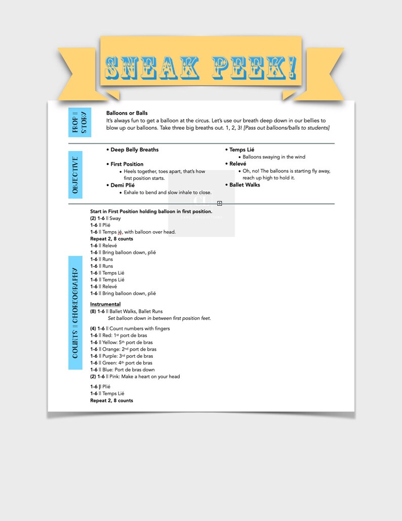 Under the Big Top: Preschool Ballet Adventure - Dance Class Lesson Plan ...
