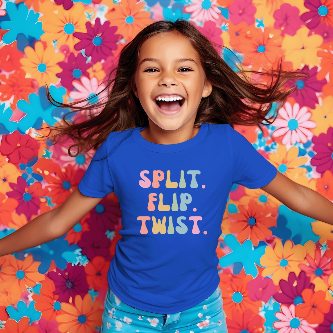Girl's Split Flip Twist Gymnastics T-shirt, Gymnastics T-shirts for ...
