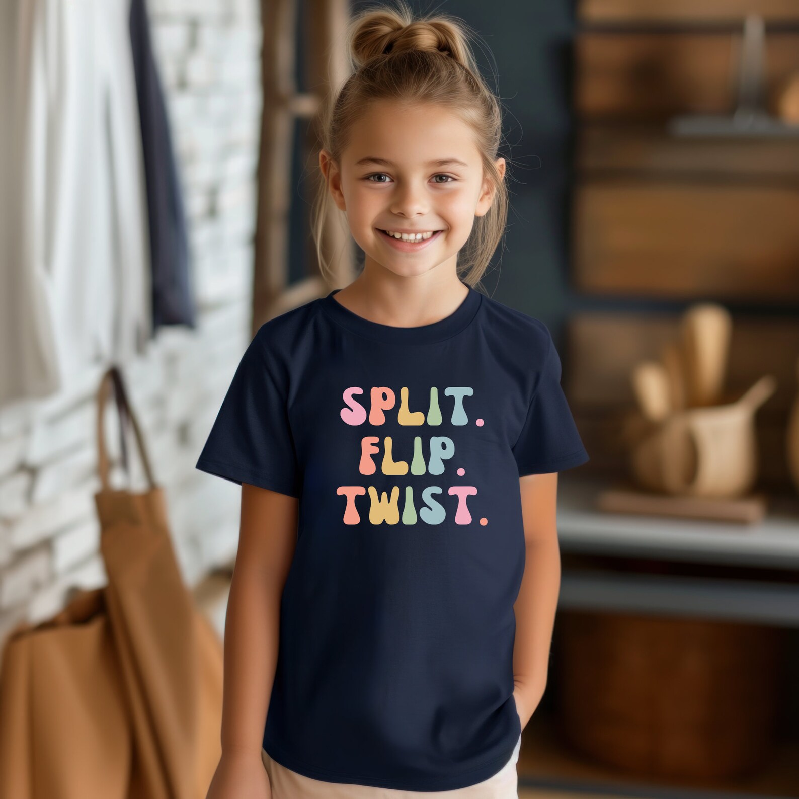 Girl's Split Flip Twist Gymnastics T-shirt, Gymnastics T-shirts for Young Gymnasts, Girl's Cute ...