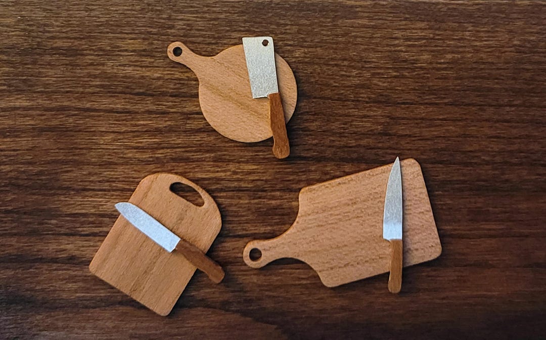 Miniature Cutting Boards Set of 3 With Optional Knife, 1:12 Scale - Etsy