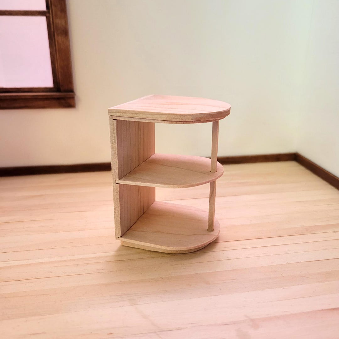 Miniature 2 Inch Half Moon Base Cabinet KIT With Open Shelves in 1:12 ...