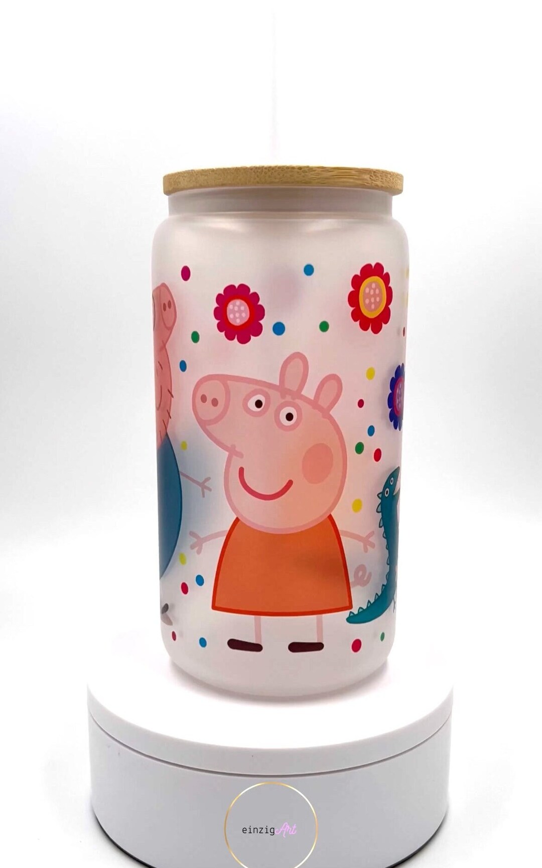 Peppa Pig Drinking Glass With Lid and Straw - Etsy