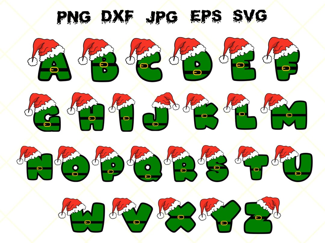 Christmas Alphabet SVG Bundle, Santa Hat Christmas Letters, Christmas ...