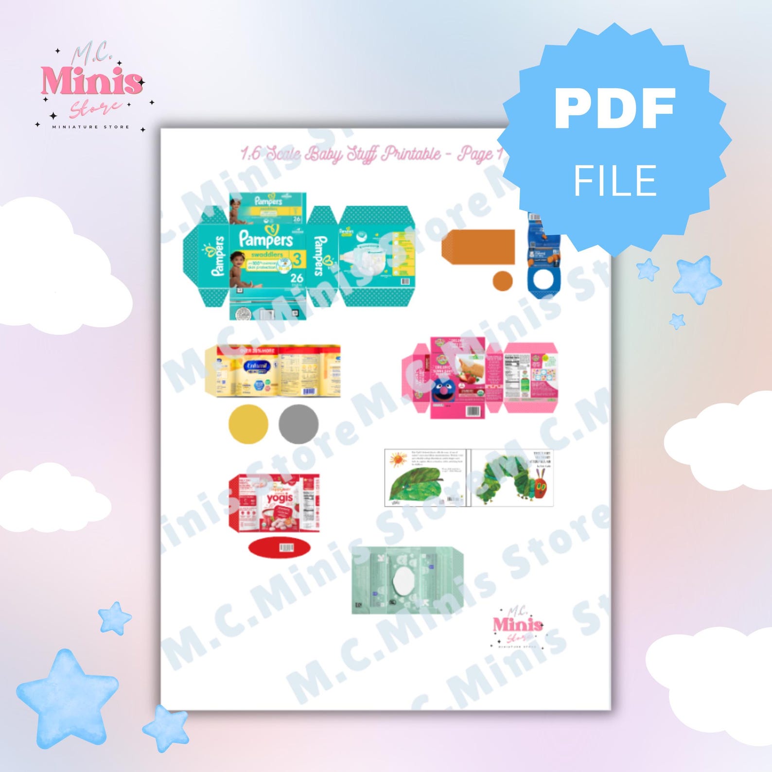 1:6 Scale PRINTABLE Baby Supplies | Miniature Printable Baby Stuff - Etsy