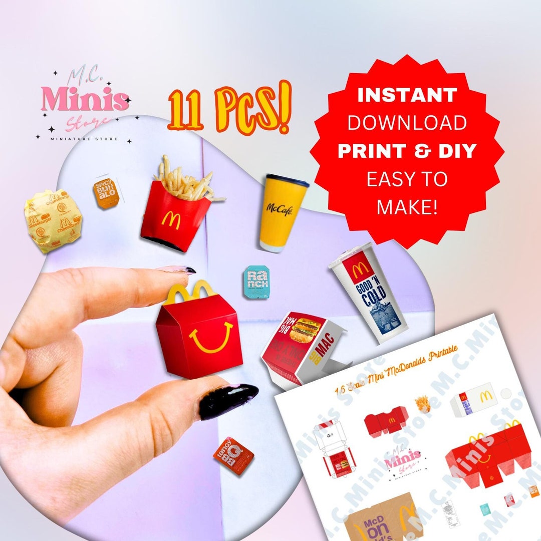 1:6 Scale PRINTABLE Fast Food Kit | Miniature Printable Fast Food - Etsy