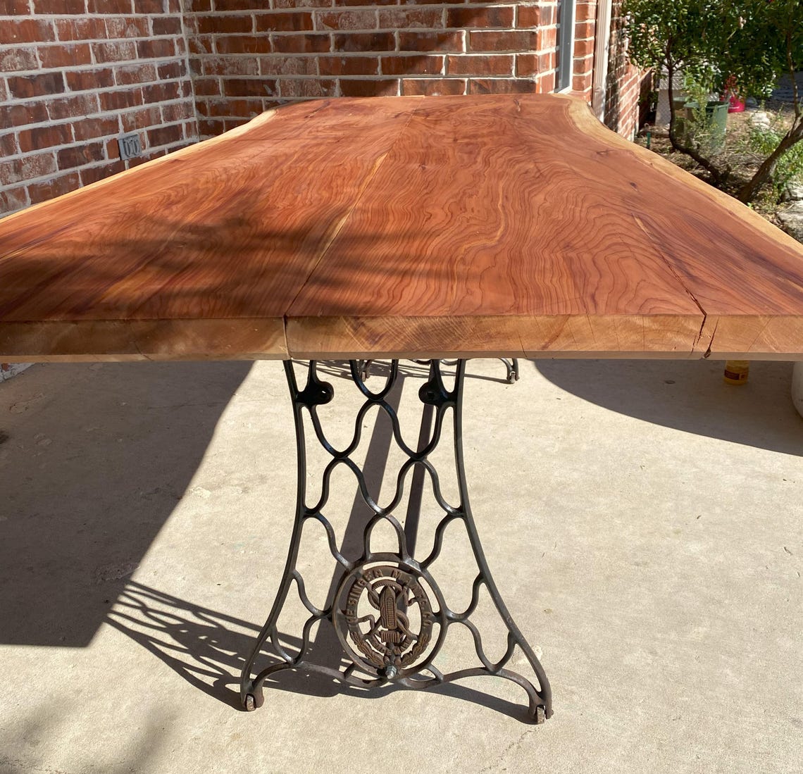 Cedar Table on Singer Sewing Machine Frame - Etsy