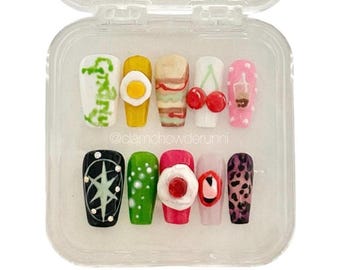 KATSEYE Gnarly Press-on Nails | Neon Aliencore Nail Art Inspired by K-pop Debut | Handmade Gel-x ...