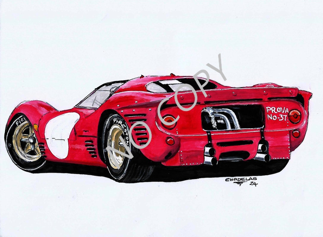 FERRARI 330 P4 Drawing - Etsy