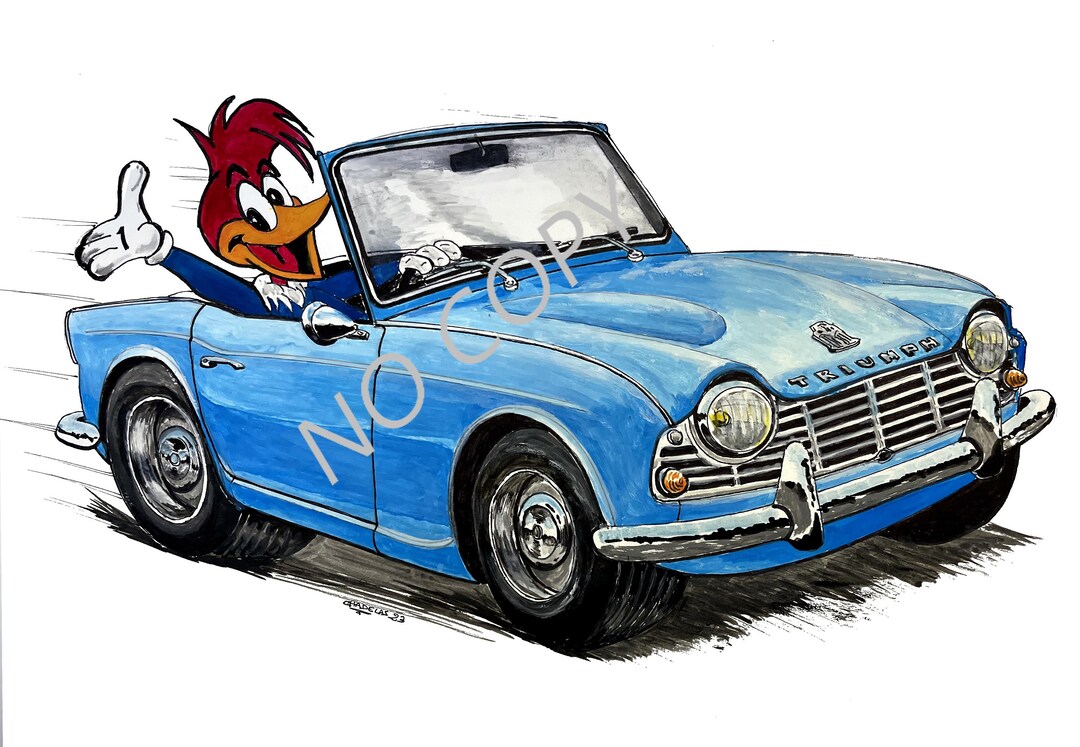 TRIUMPH TR4 Caricature - Etsy