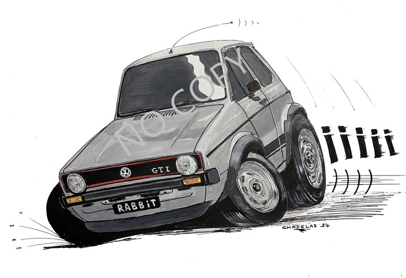 GOLF GTI VW Drawing Caricature - Etsy