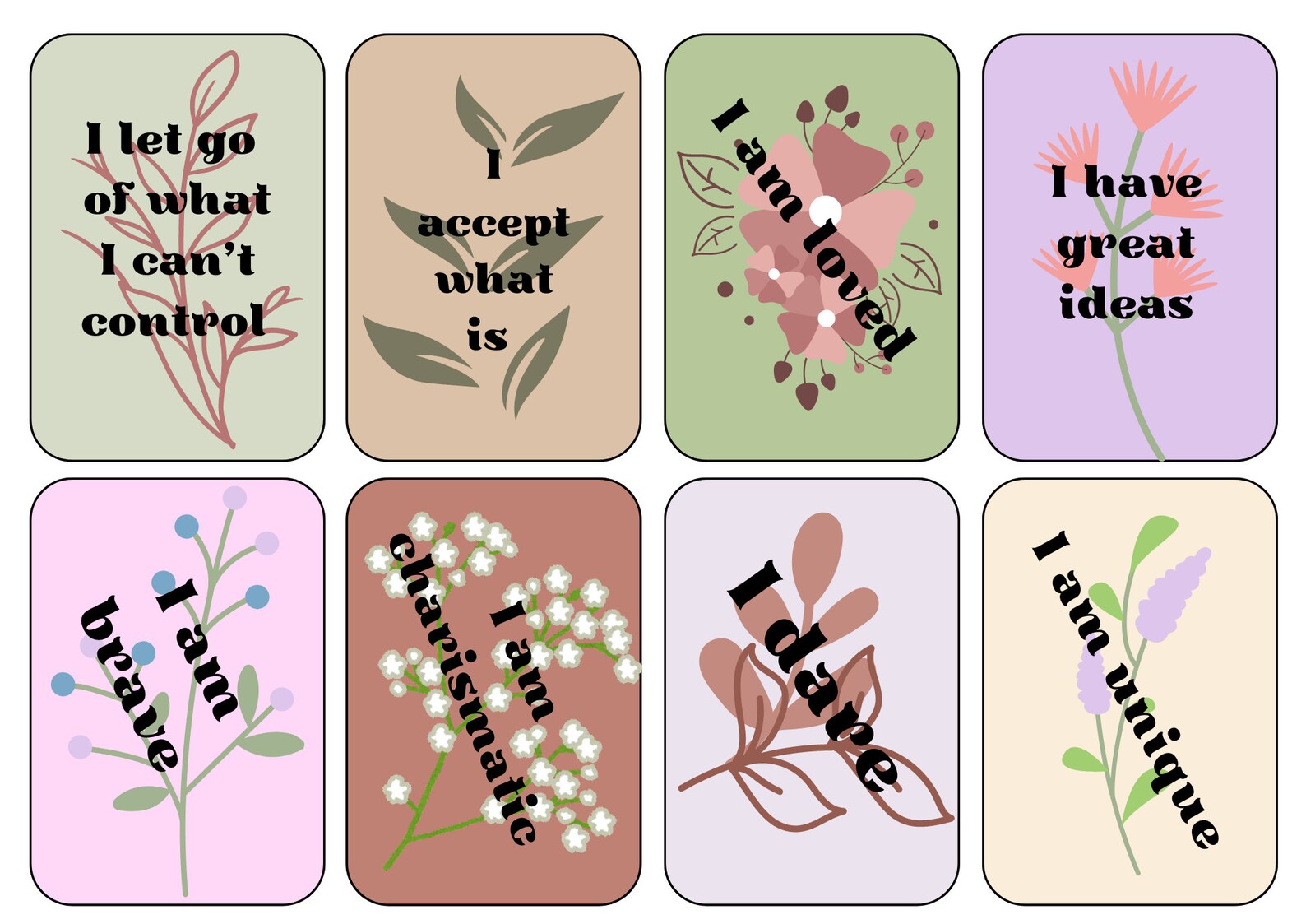 40 Affirmations Cards, Printable Affirmation Cards, Positive ...