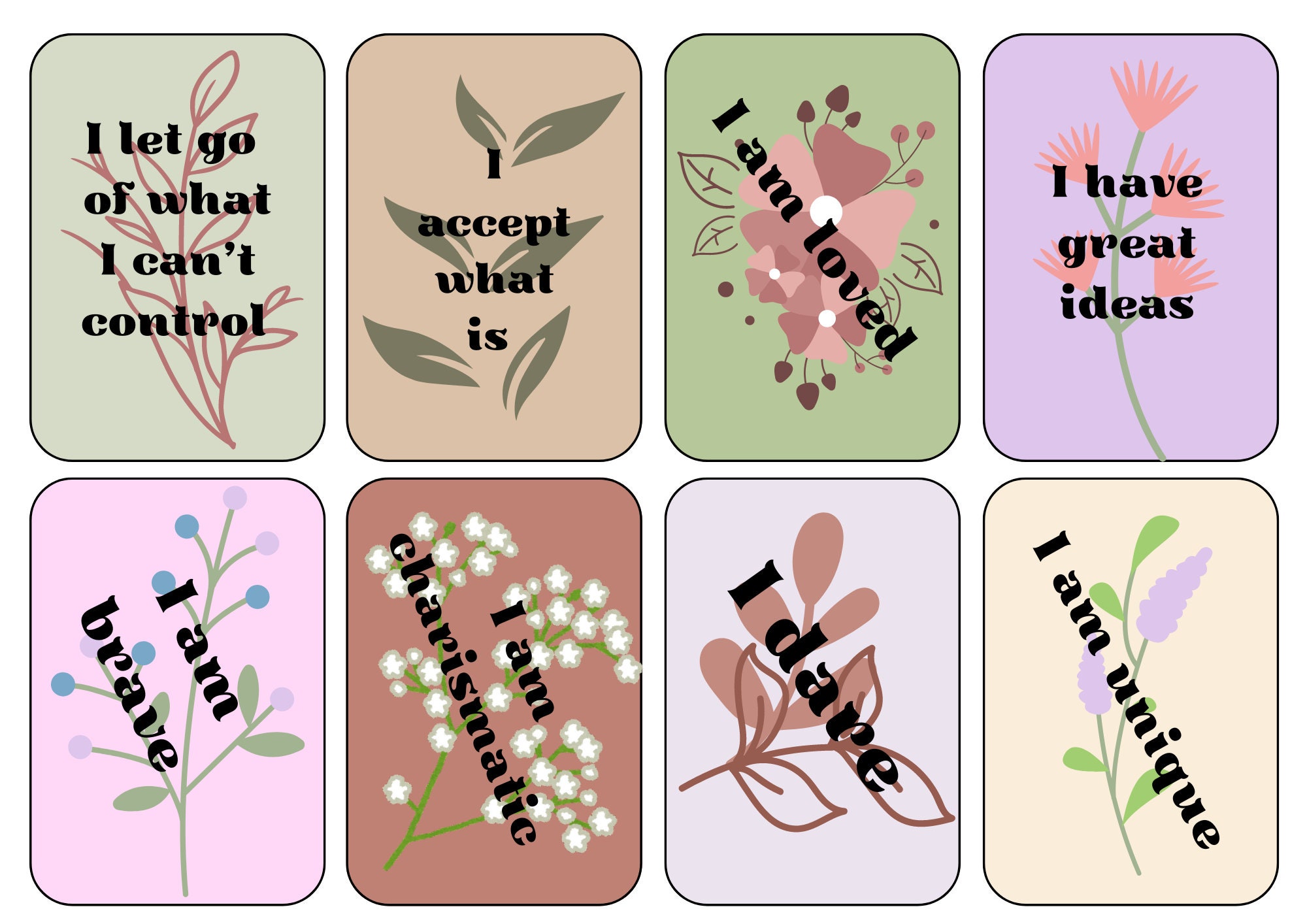 40 Affirmations Cards, Printable Affirmation Cards, Positive ...