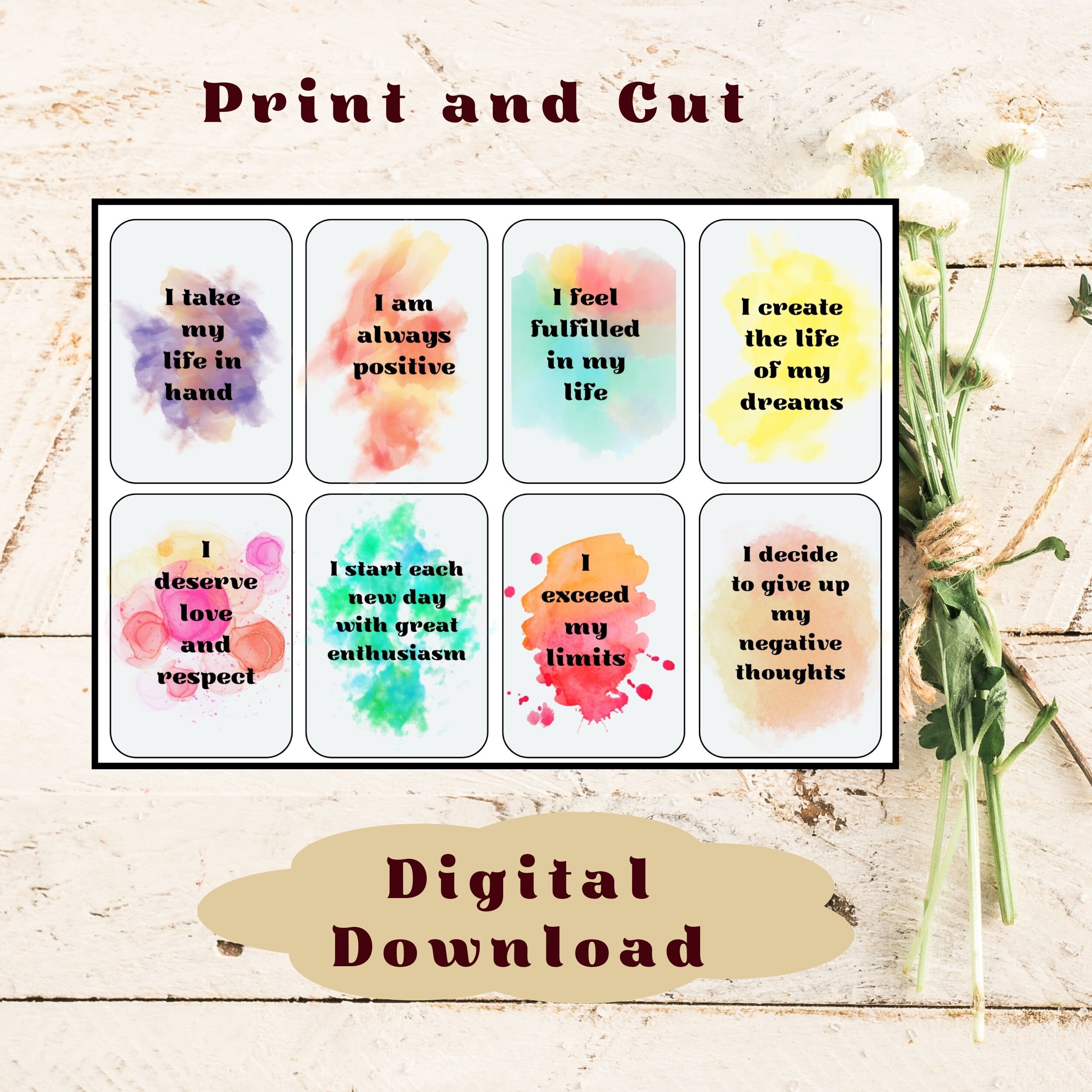 40 Affirmations Cards, Printable Affirmation Cards, Positive ...