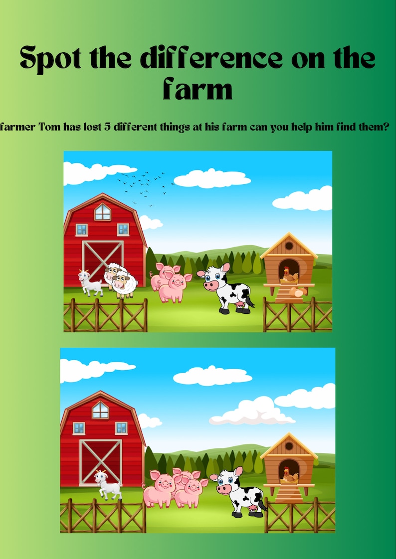 Childrens Farm Spot the Difference for Kids - Etsy Australia