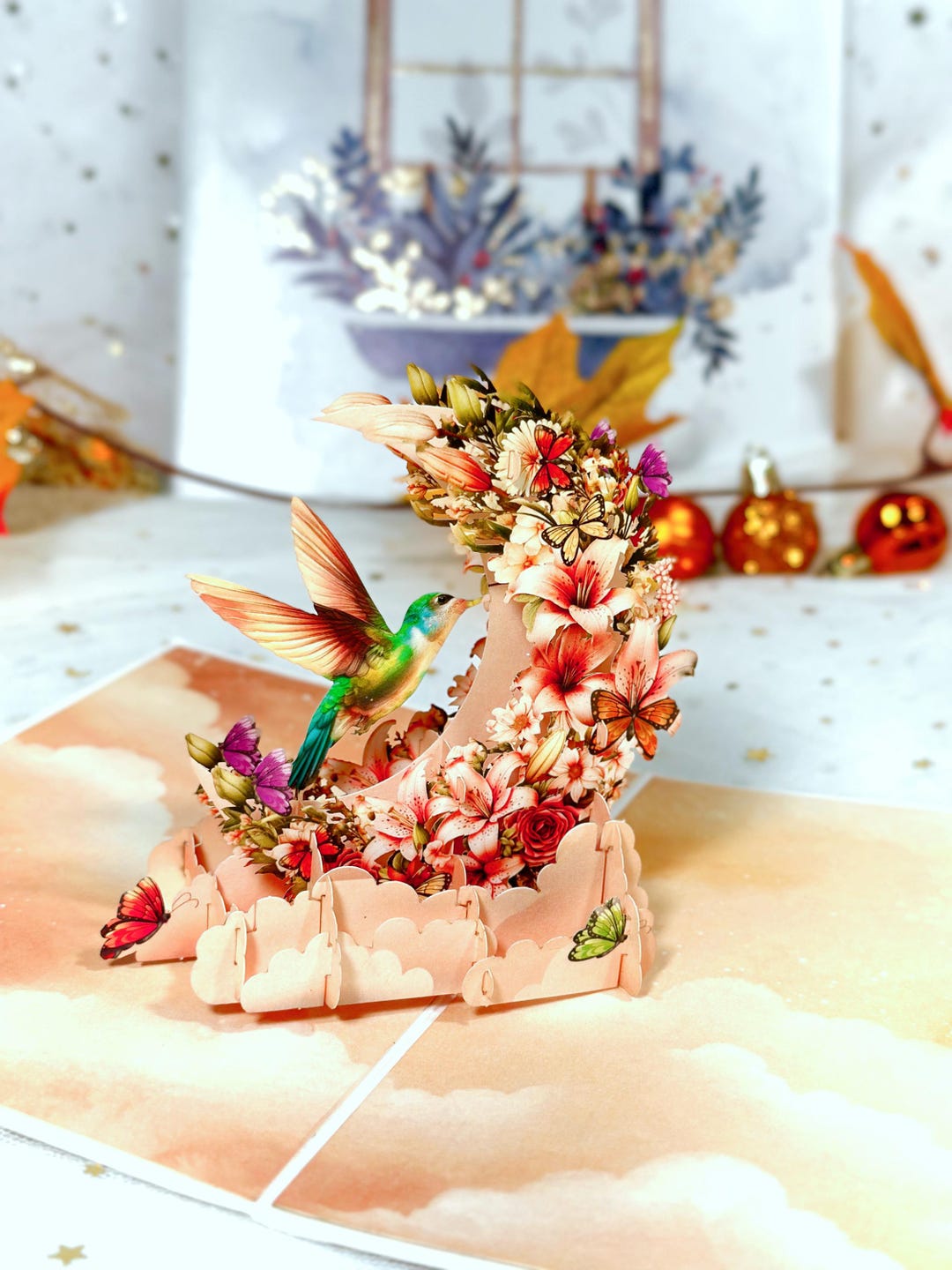 Pop up Card - Pop up Bird Flower Card - Happy Holiday Card - Love Card ...