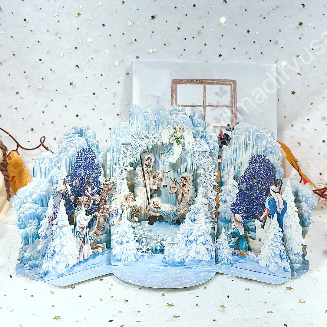 Pop up Card - Pop up Winter Wonderland Nativity Christmas Card - Happy ...