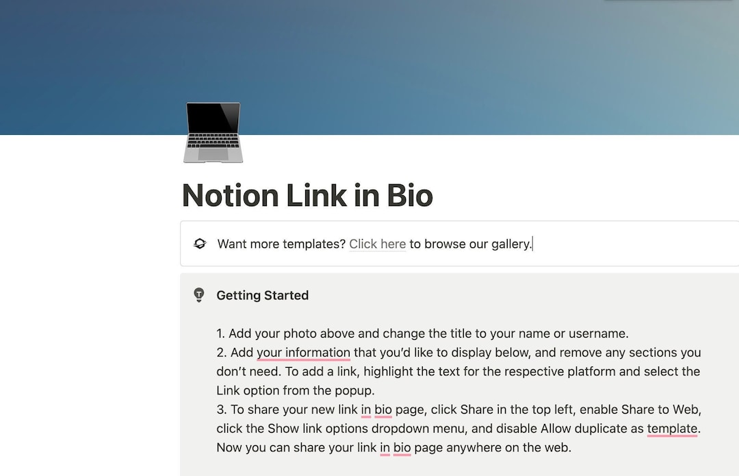 Notion Link in Bio Template, Social Media, Linkedin, Contact Card ...