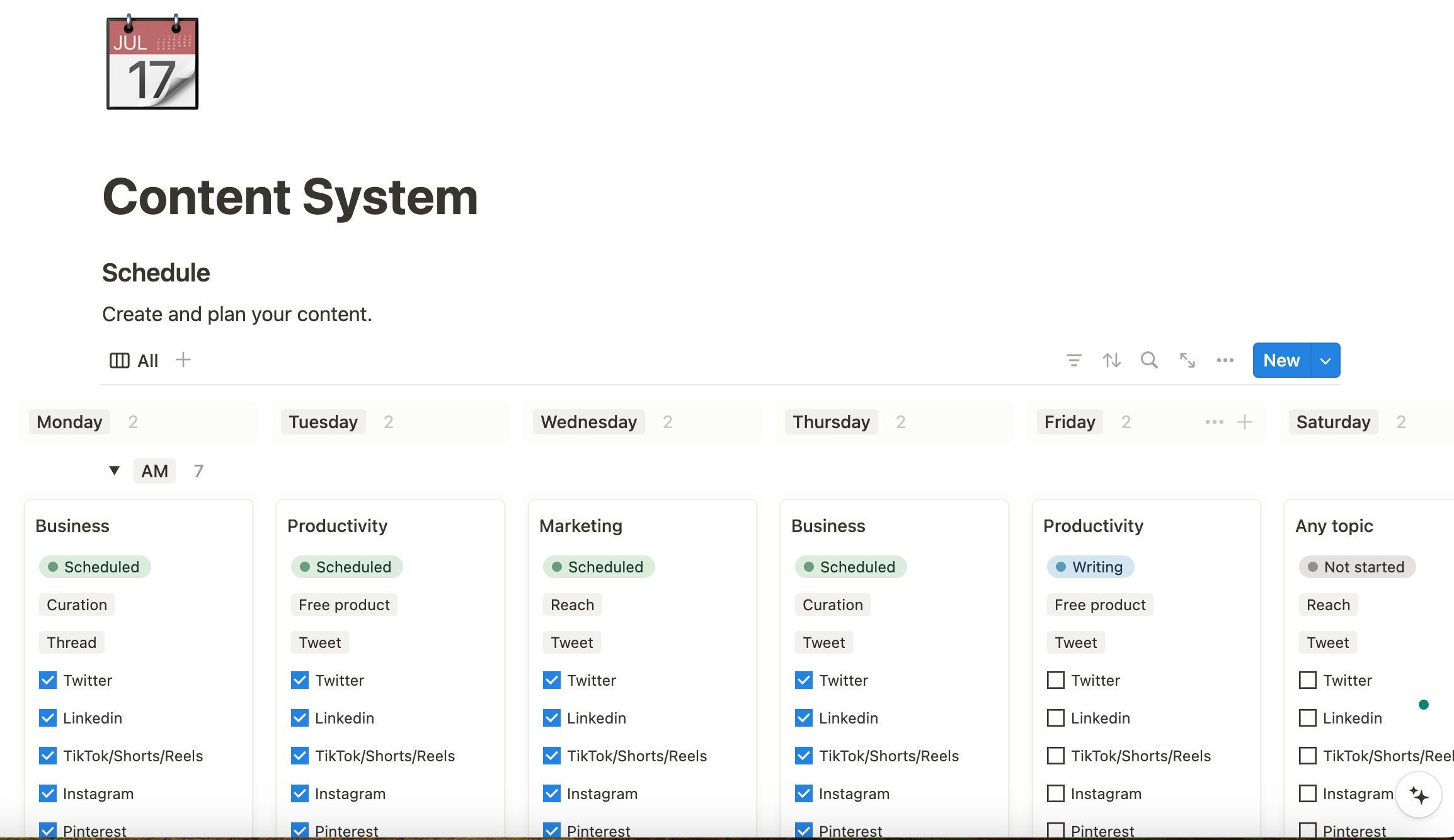 Notion Content Planner, Planner Template, Content Creation, Content ...