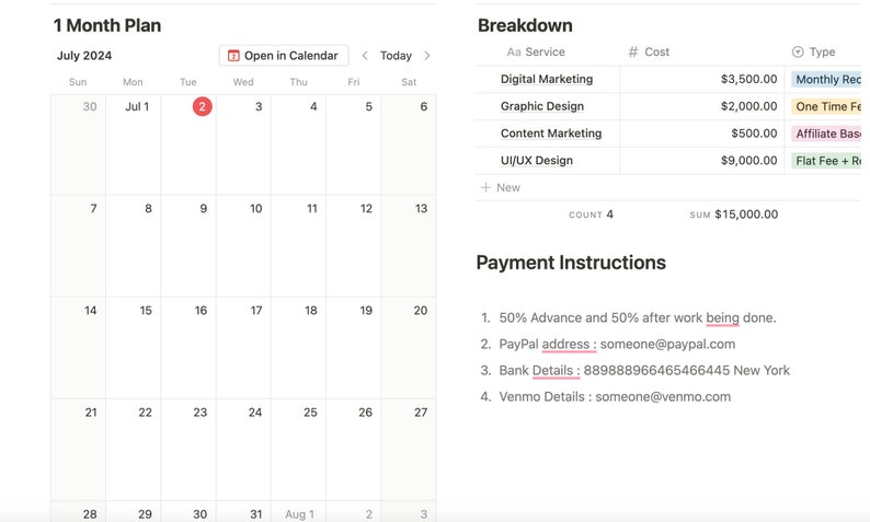 Notion Contract Proposal Template, Project Management, Project Bid ...