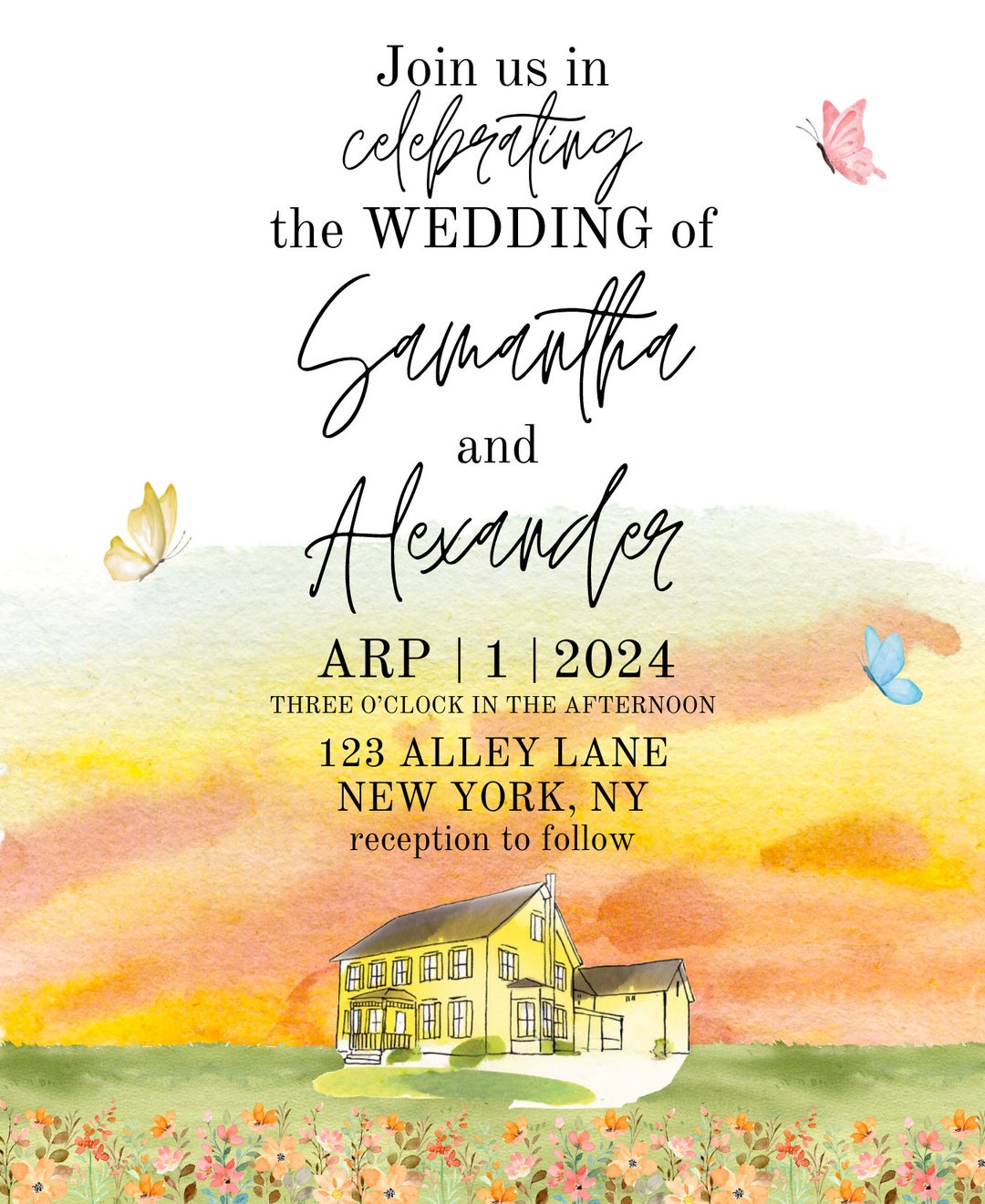 Farm House Wedding Invitation - Etsy