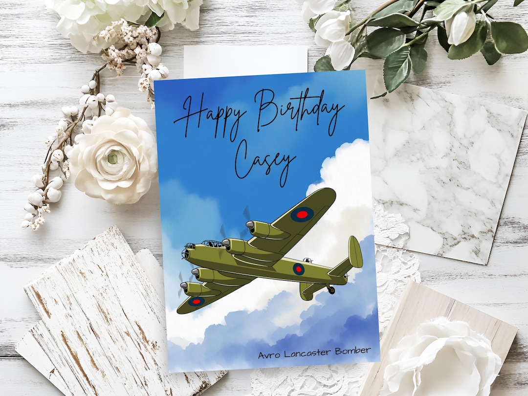 Personalised WW2 Aircraft Birthday Card, Male Happy Birthday, Warplane ...