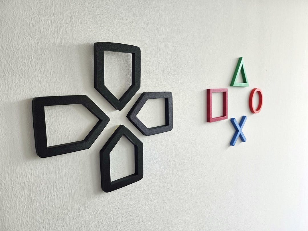 3D Playstation Controller Symbols D-pad - 3D Printed Gaming Wall Icons ...
