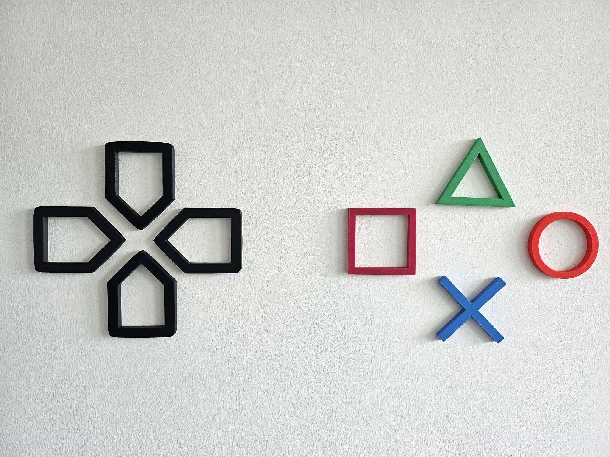 3D Playstation Controller Symbols D-pad Large Wall Decor for Gamers, Playstation Dualshock ...