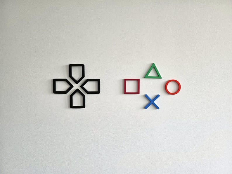 3D Playstation Controller Symbols D-pad - 3D Printed Gaming Wall Icons ...