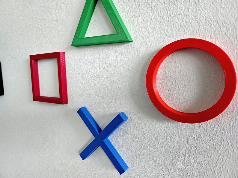 3D Playstation Controller Symbols D-pad - 3D Printed Gaming Wall Icons ...