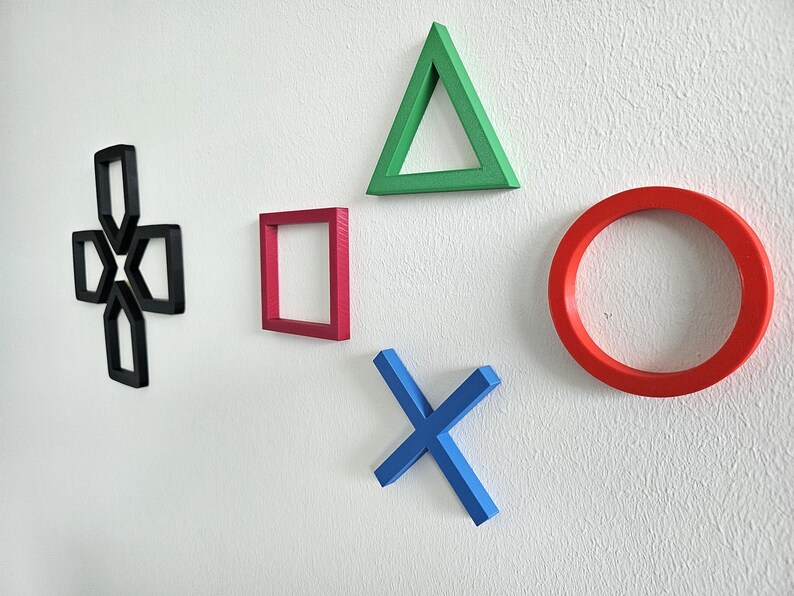 3D Playstation Controller Symbols D-pad - 3D Printed Gaming Wall Icons ...