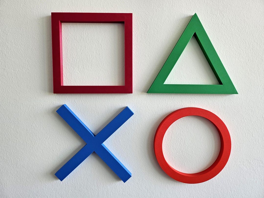 3D Playstation Symbols Large Wall Decor for Gamers, Playstation Buttons ...