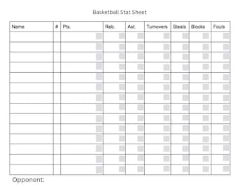 Basketball Stat Sheet - Etsy