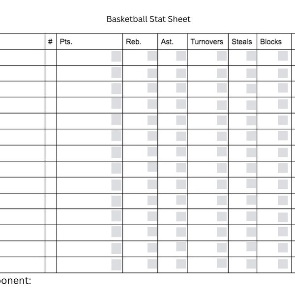 Basketball Stats Sheet - Etsy