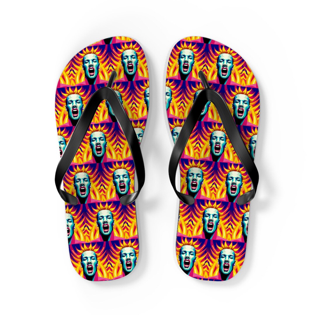 Screaming Man Flip Flops, Beach Sandals, Summer Vacation, Pool Shoes ...
