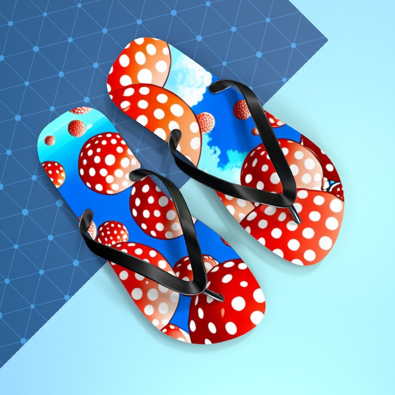 Red Polka Dot Flip Flops Thongs Beach Shoes Summer Vacation Pool Spring ...
