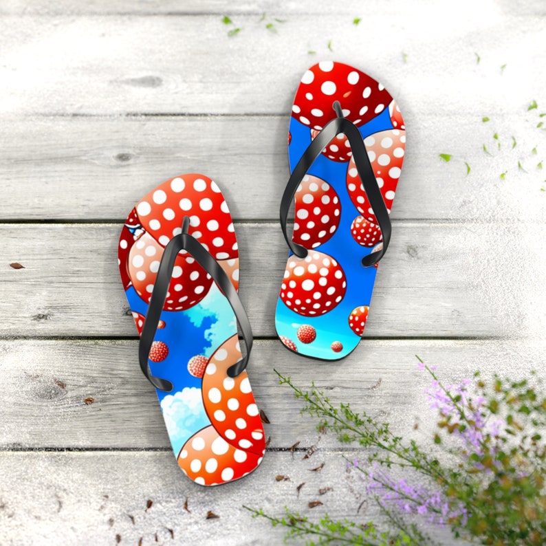 Red Polka Dot Flip Flops Thongs Beach Shoes Summer Vacation Pool Spring ...