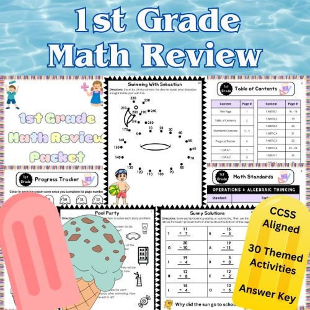 1st Grade Math - Summer Review Packet - Etsy