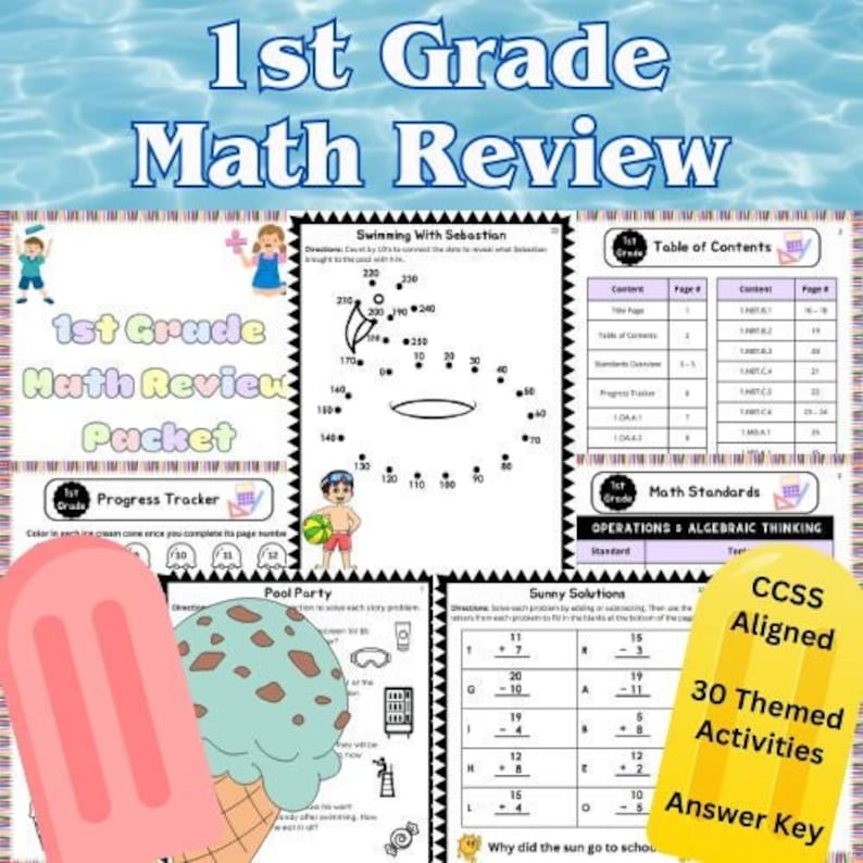 1st Grade Math - Summer Review Packet - Etsy