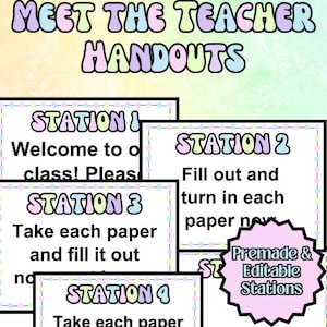 Meet the Teacher Pastel Handouts – Premade & Editable Stations - Etsy