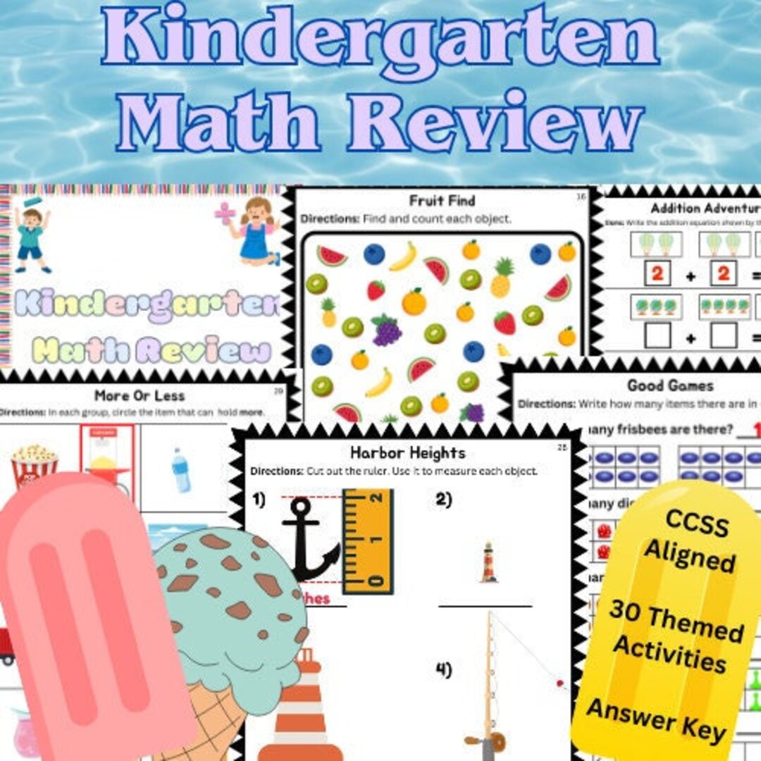 Kindergarten Math – Summer Review Packet - Etsy