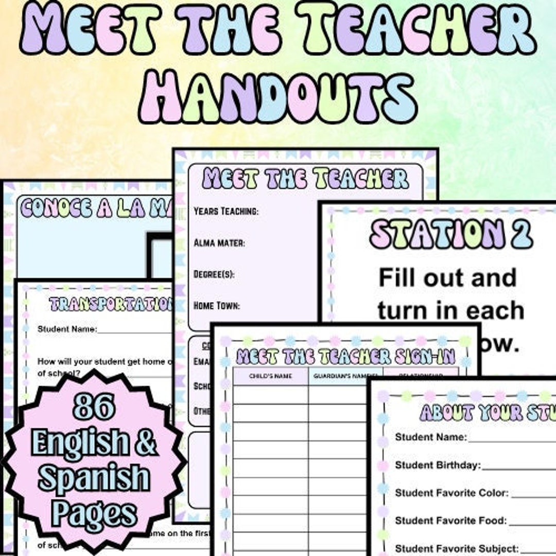 Meet the Teacher Pastel Handouts – Premade & Editable Stations - Etsy