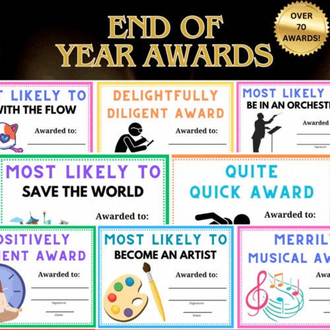 End of Year Awards – Superlative & Alliterative Certificates - Etsy