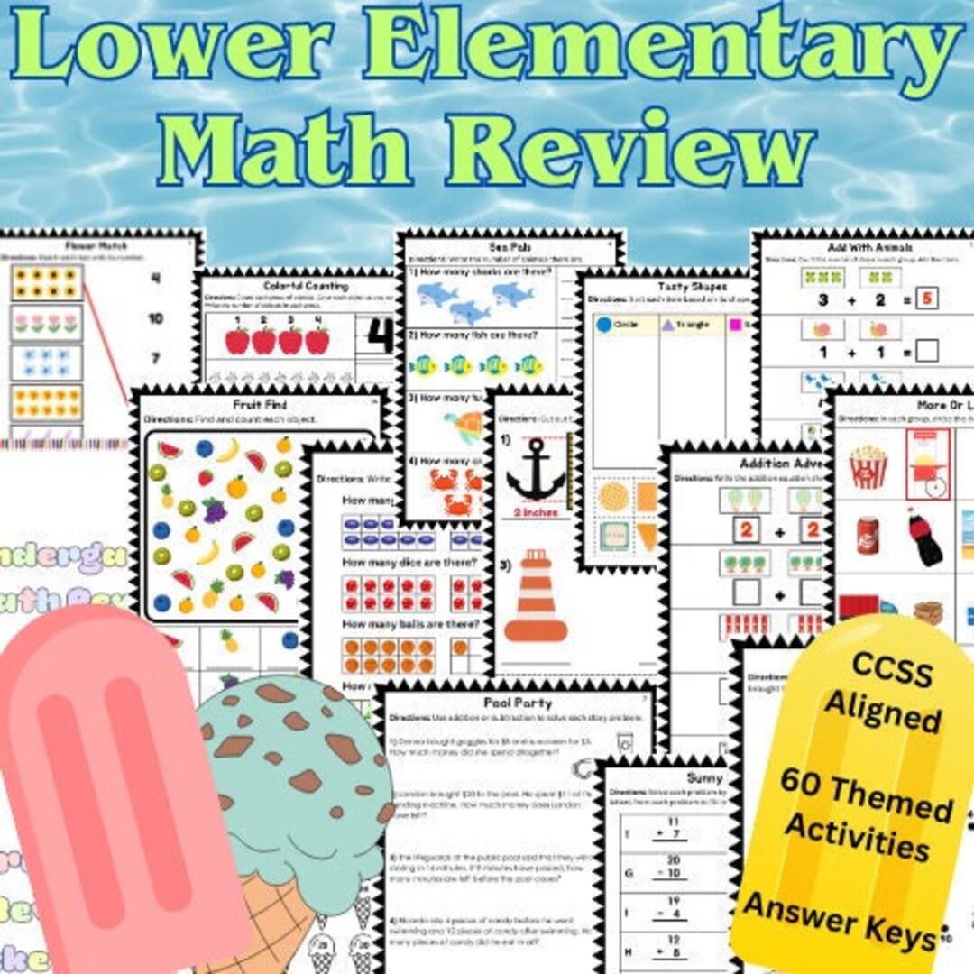 Lower Elementary Math – Summer Review Packet Bundle - Etsy